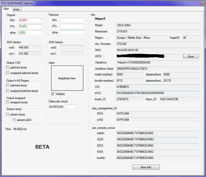 PS3tuto.com | Contrôler un dump avec PS3 NOR Statistic